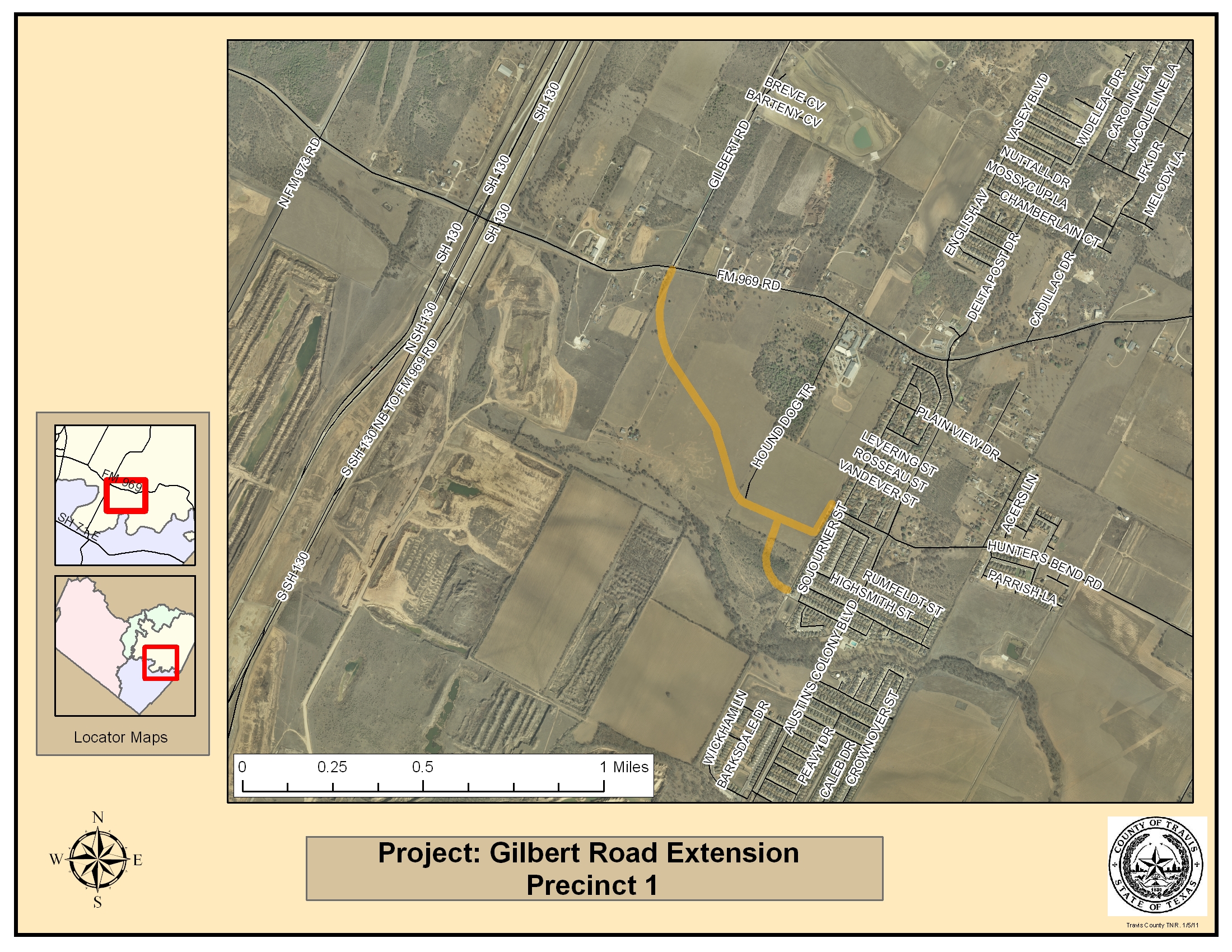 Gilbert Road Extension project area map